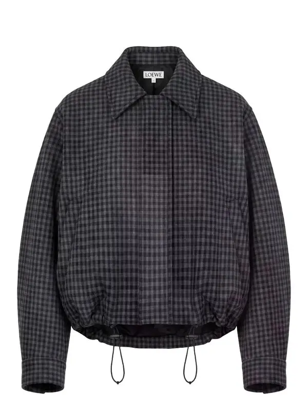 Loewe Gingham-check Wool Jacket - Blue