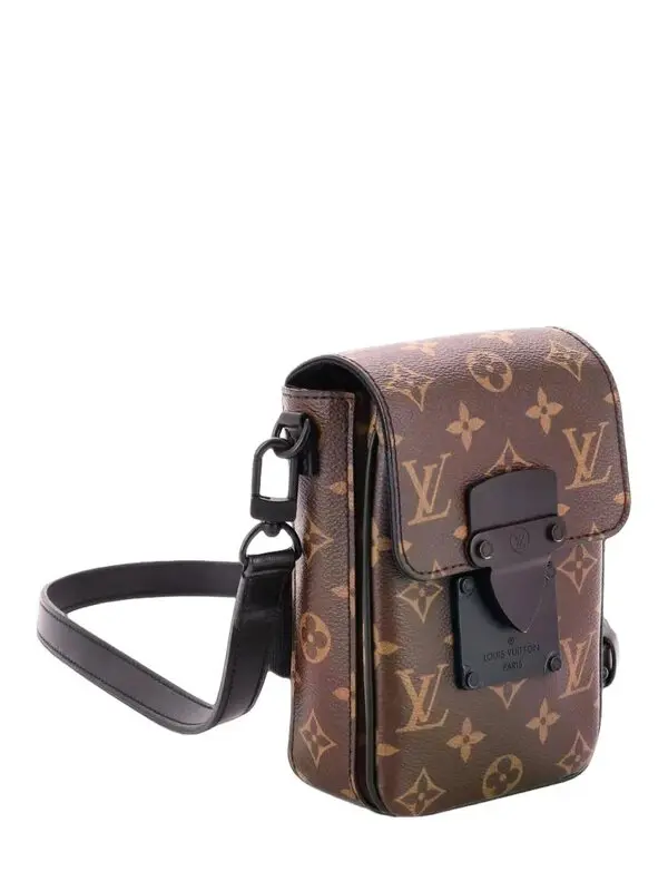 LOUIS VUITTON S Lock Vertical Wearable Wallet Macassar Monogram Canvas Crossbody Bag - Black