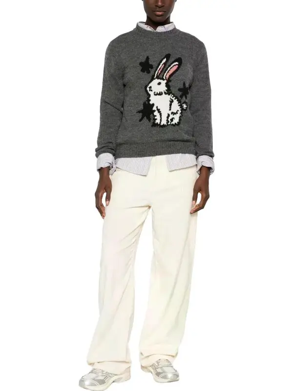 Max Mara Nitra Rabbit-intarsia Knitted Sweater - Grey
