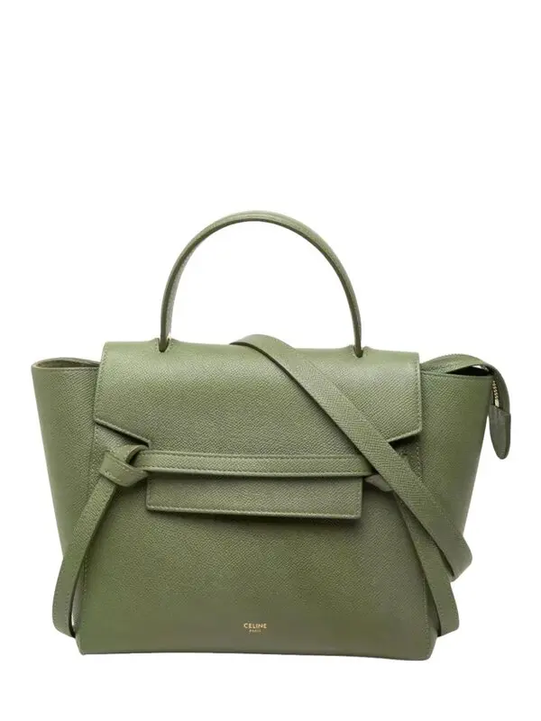 Celine 2009 Micro Grained Calfskin Belt Bag Satchel - Green