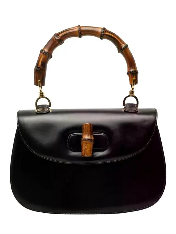 Gucci 20th Century Calfskin Bamboo Night Satchel - Black