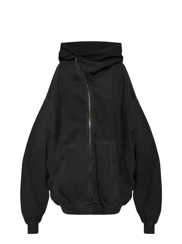 Rick Owens Asymmetric-zip Oversized Hoodie - Black