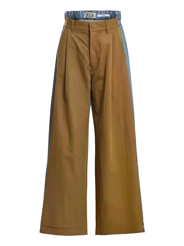 Essentiel Antwerp Krisp Denim-panel Wide-leg Trousers - Brown