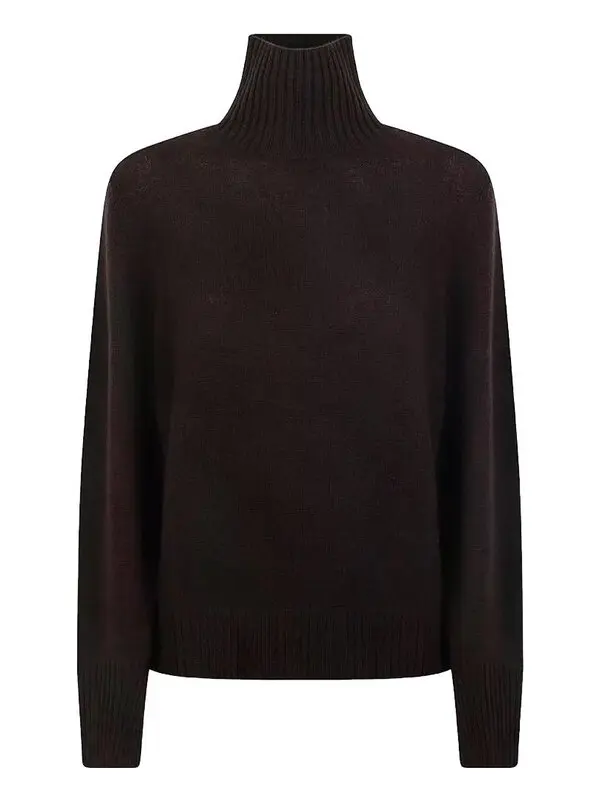 ALLUDE Ribbed-knit Roll-neck Sweater - Brown