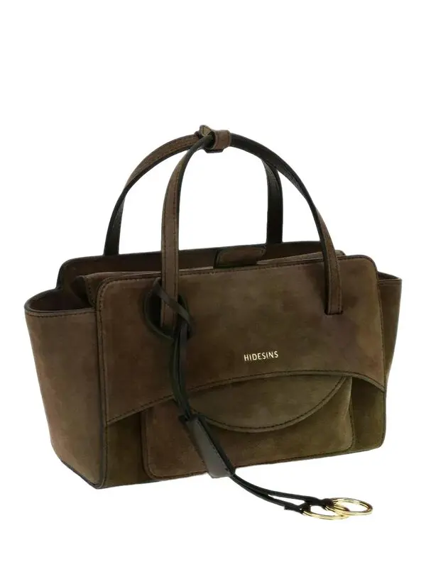 HIDESINS Small Flap Logo-stamp Suede Tote Bag - Brown