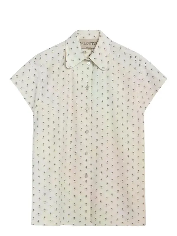 Valentino Garavani Monogram-print Short-sleeve Shirt - Neutrals