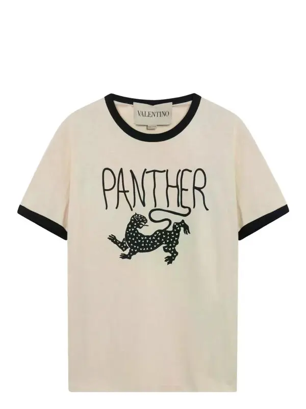 Valentino Garavani Panther-print Ringer T-shirt - Neutrals