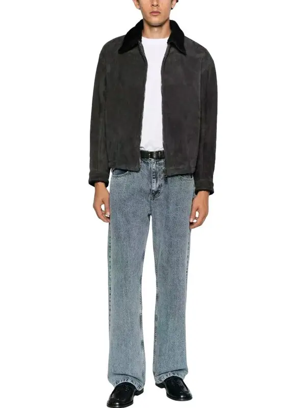 GIORGIO BRATO Shearling-collar Suede Jacket - Grey