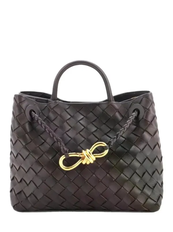 Bottega Veneta Andiamo Top Handle Bag Intrecciato Nappa Small Satchel - Brown