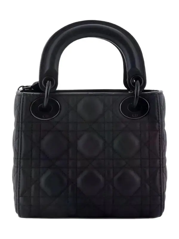 Dior Ultra Matte Lady Chain Bag Cannage Quilt Calfskin Mini Shoulder Bag - Black