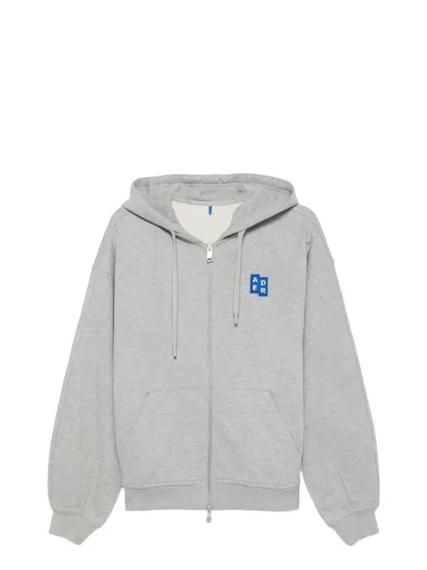 ADER ERROR Logo-patch Zip-up Hoodie - Grey