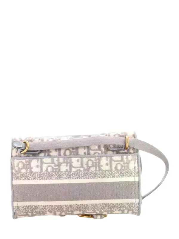 Dior Saddle Slim Pouch Logo Embroidered Oblique Canvas Belt Bag - Grey