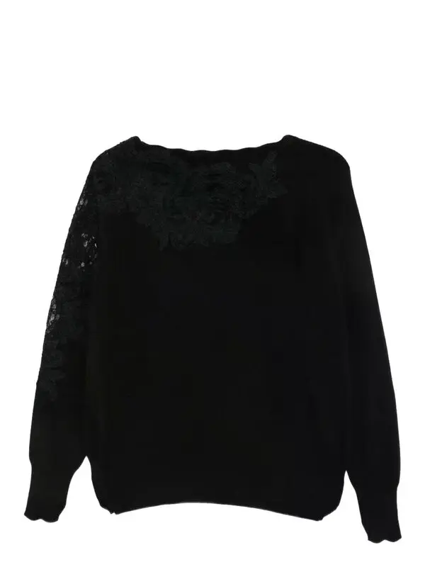Ermanno Scervino Lace-panelled Cashmere Sweater - Black