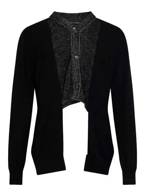 Comme Des Garçons Layered Metallic-effect Cardigan - Black