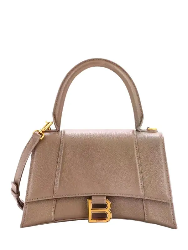 Balenciaga Hourglass Top Handle Bag Leather Small Satchel - Brown