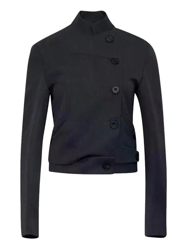 OPEN YY Asymmetric Button-fastening Jacket - Black
