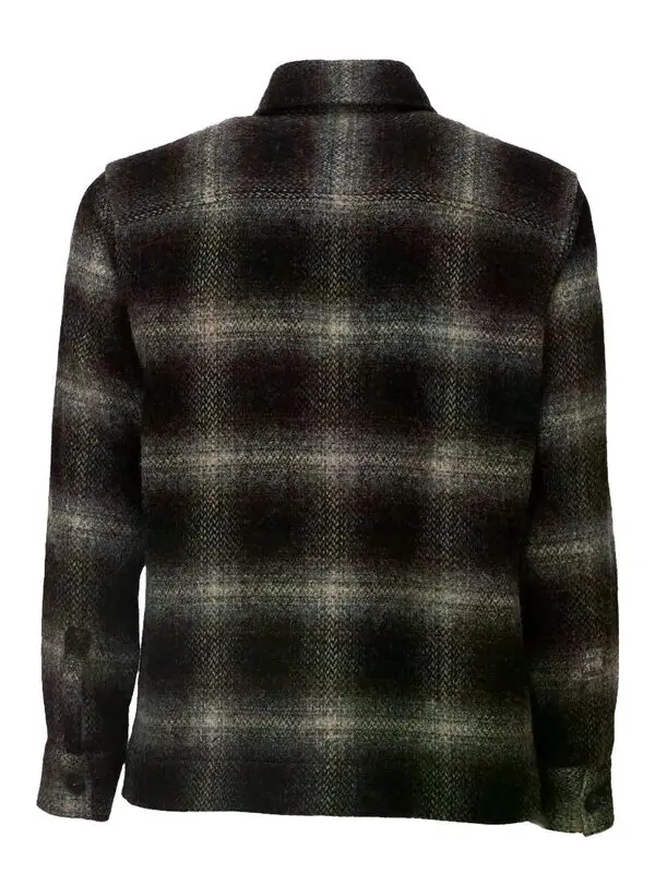 XACUS Moon Check-pattern Wool Shirt - Black