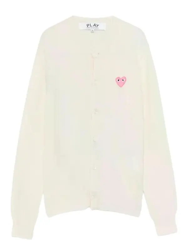 Play Comme Des Garcon Heart-patch Cardigan - Neutrals