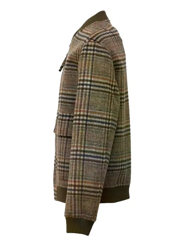 AMARANTO Prince Of Wales Check Bomber Jacket - Brown