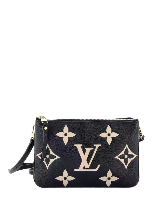 LOUIS VUITTON Double Zip Pochette Bicolor Monogram Empreinte Giant Crossbody Bag - Black