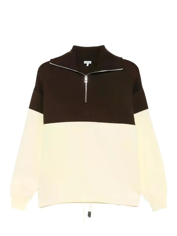 Loewe Anagram-embroidered Colour-block Sweater - Neutrals