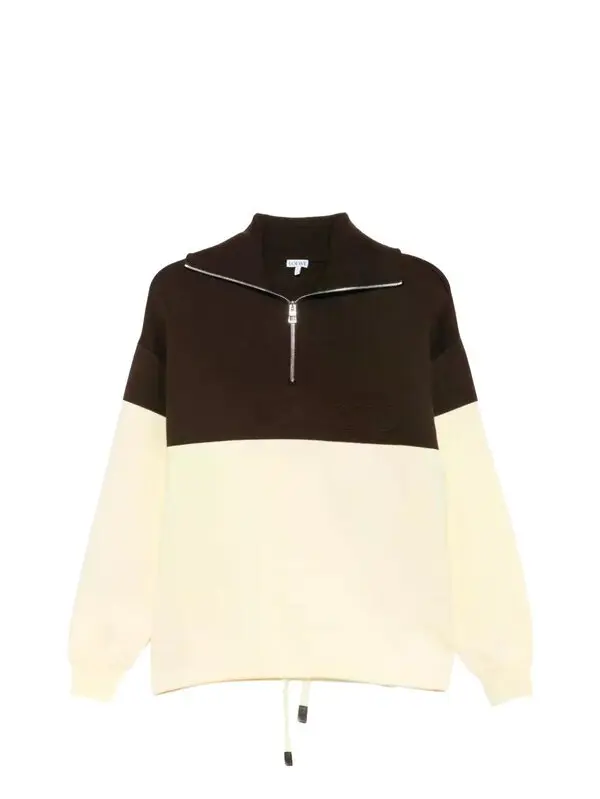 Loewe Anagram-embroidered Colour-block Sweater - Neutrals