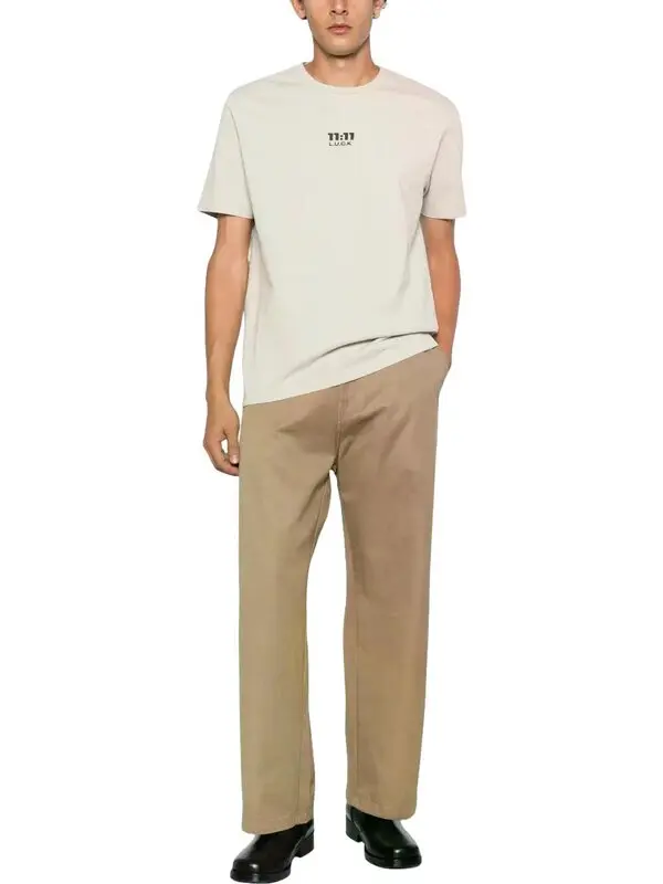 11 11 L.U.C.K. Logo-print T-shirt - Neutrals