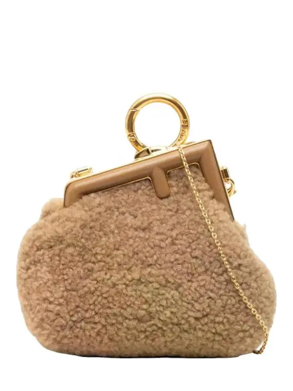 Fendi 2010-2026 Nano Shearling First Charm Bag Crossbody Bag - Neutrals