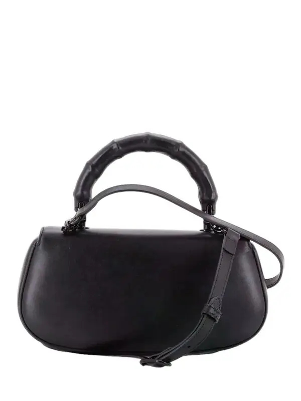 Gucci Bamboo Diva Top Handle Bag Leather Medium Satchel - Black