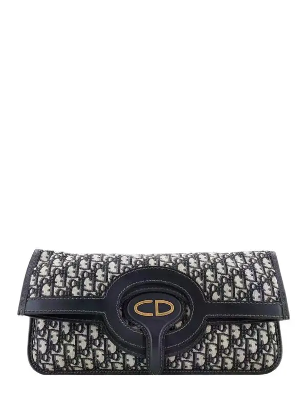 Dior Fold Over Oblique Canvas Clutch Bag - Blue