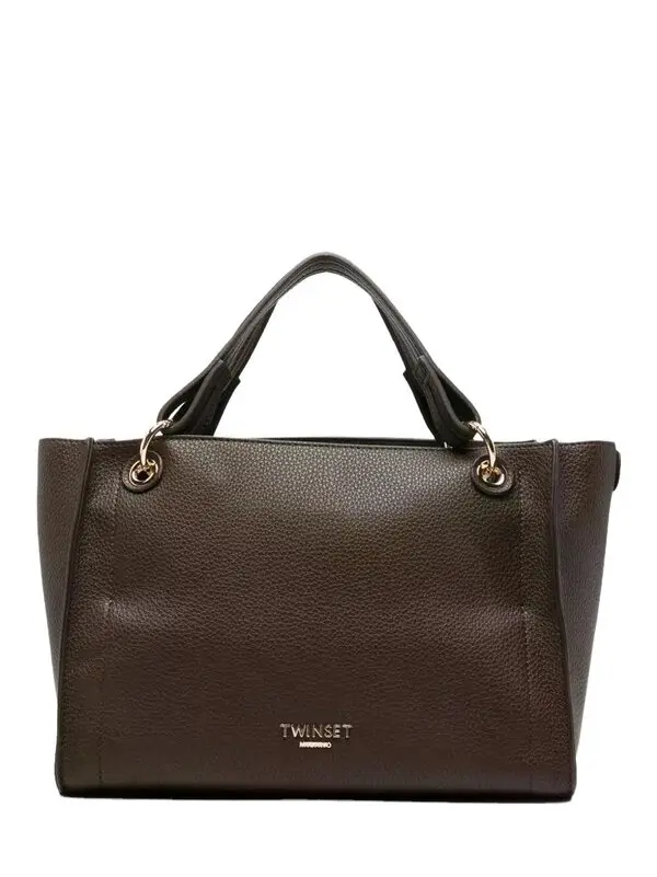 TWINSET Grained-effect Logo-lettering Tote Bag - Brown