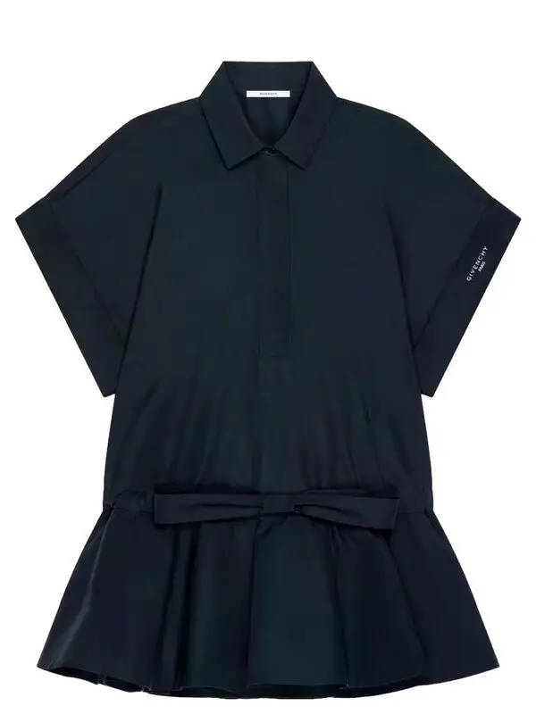 Givenchy Mini Shirt Dress In Poplin With Bow - Blue
