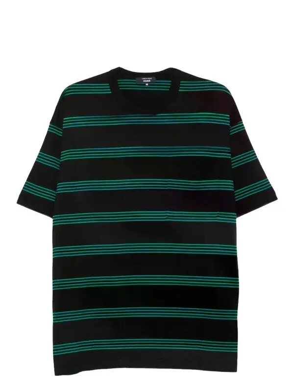 Comme Des Garçons Striped-print Chest-pocket T-shirt - Black