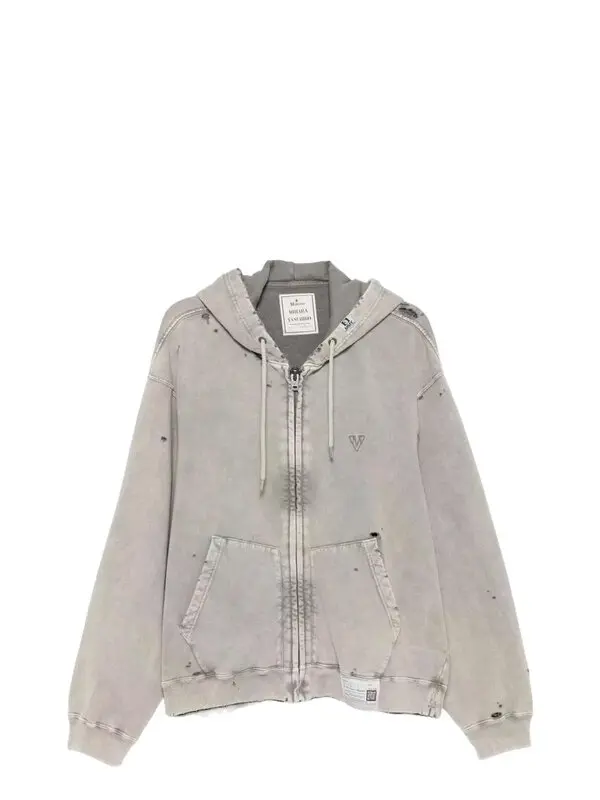 Mihara Yasuhiro Distressed-effect Zip-up Hoodie - Grey