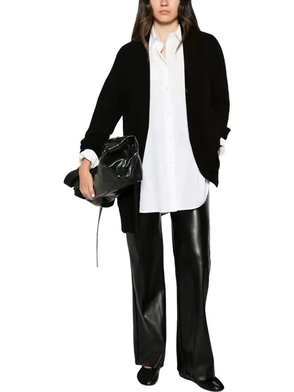 VELA SHOP Open-front Patch-pocket Cardigan - Black
