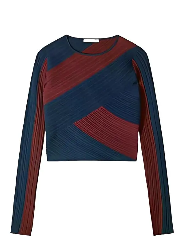Patrizia Pepe Lagoon Ribbed-knit Panelled Sweater - Blue