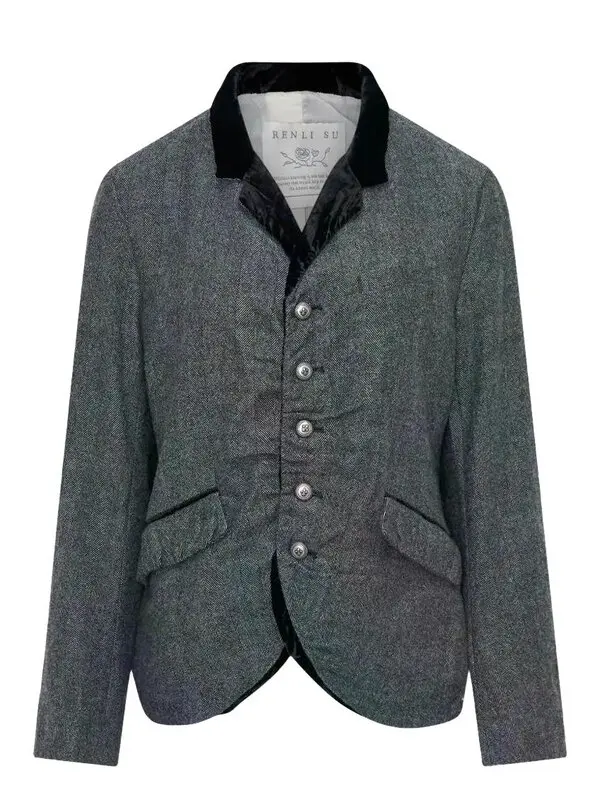 RENLI SU Herringbone-weave Blazer - Grey