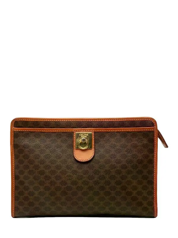 Celine 2012 Macadam Coated Canvas Clutch Bag - Brown