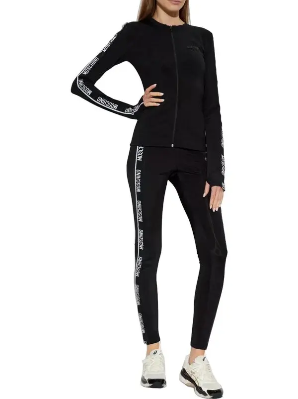 Moschino Logo-tape Zip-up Sweatshirt - Black
