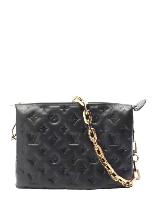 LOUIS VUITTON 2021-2026 Monogram Embossed Puffy Lambskin Coussin Pm Satchel - Black