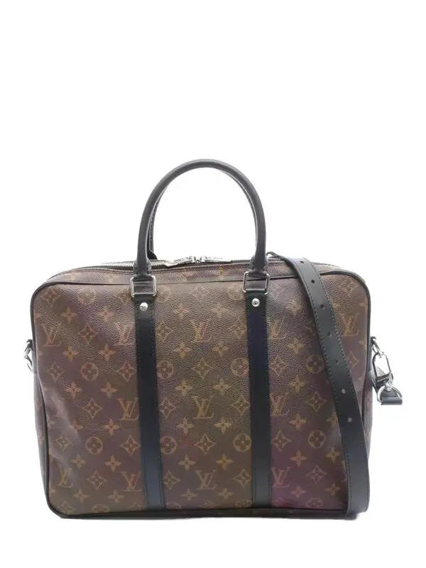 LOUIS VUITTON 2020-2026 Monogram Macassar Porte Documents Voyage Business Bag - Brown
