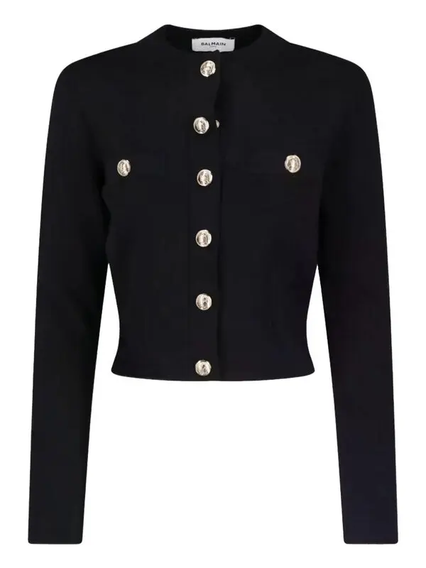 Balmain Embossed-button Cropped Jacket - Black