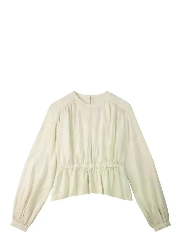 FUTURE CLASSICS Dobby-stripe Gathered Blouse - White