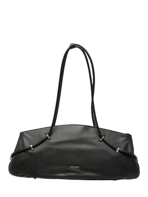 COCCINELLE Logo-print Leather Shoulder Bag - Black