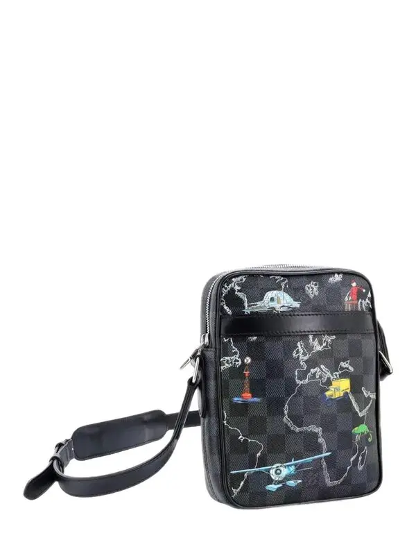 LOUIS VUITTON Danube Slim Bag Limited Edition Renaissance Map Damier Graphite Pm Crossbody Bag - Black