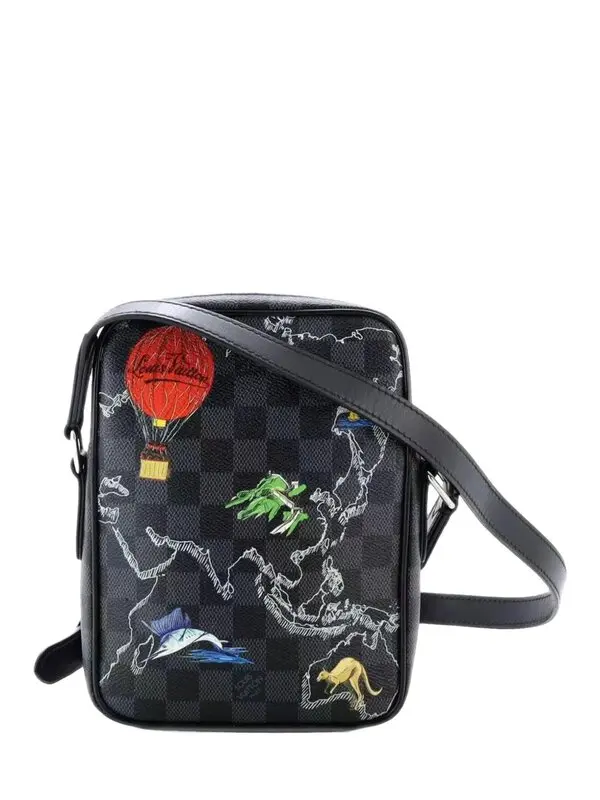 LOUIS VUITTON Danube Slim Bag Limited Edition Renaissance Map Damier Graphite Pm Crossbody Bag - Black