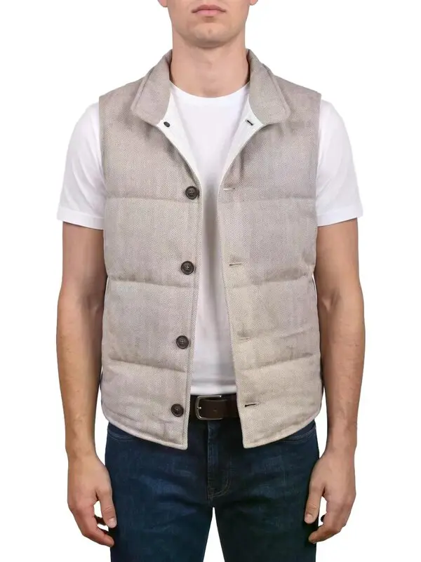 Brunello Cucinelli Herringbone-pattern Gilet - Neutrals