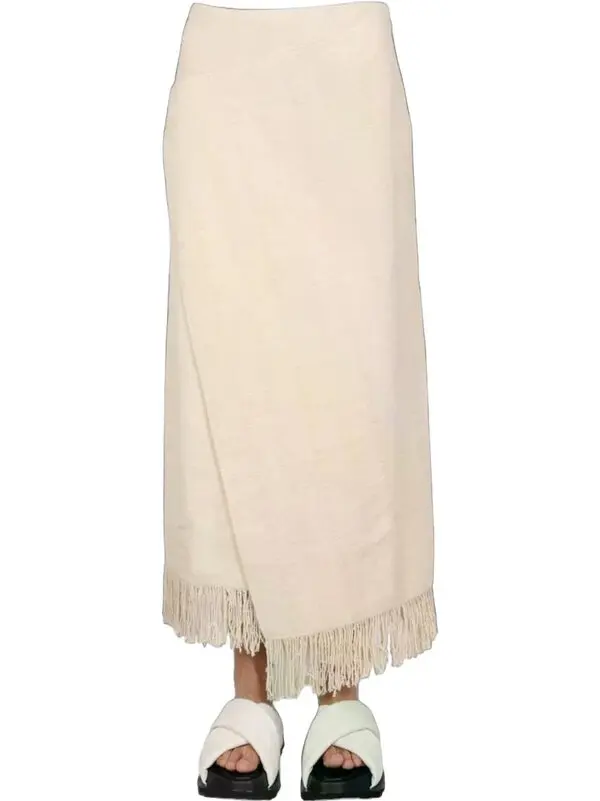 JIL SANDER Fringed Wrap Skirt - Neutrals