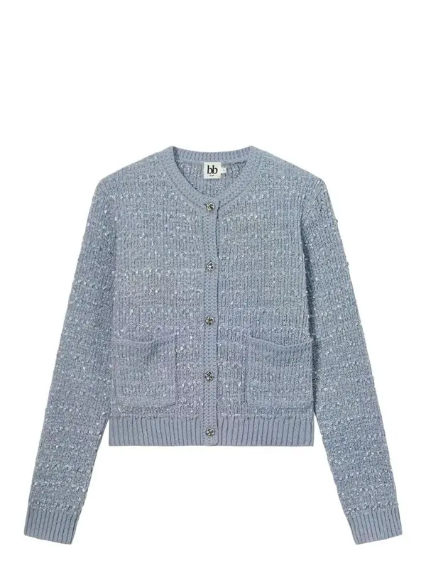 B+AB Tweed-effect Button-up Cardigan - Blue