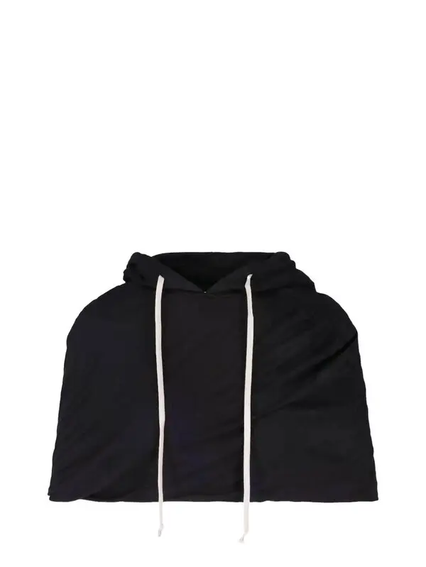 Rick Owens Drawstring Cropped Hoodie - Black